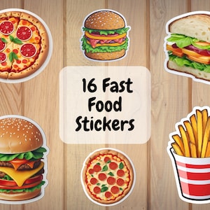16 Digital Fast Food Sticker Sheet, Downloadable and Printable Sticker ...