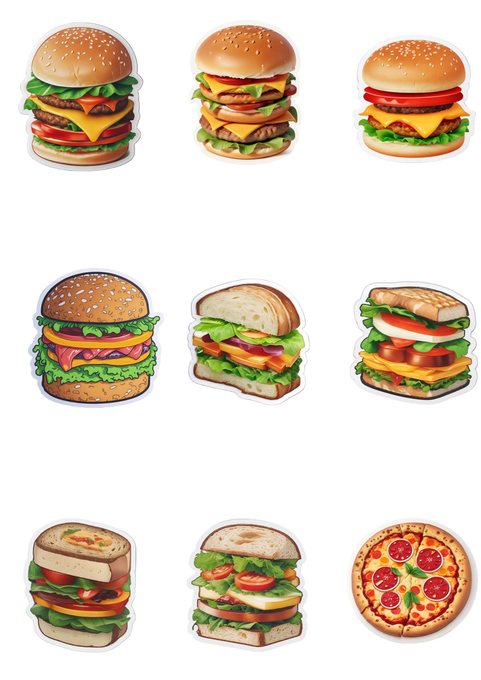 16 Digital Fast Food Sticker Sheet, Downloadable and Printable Sticker ...