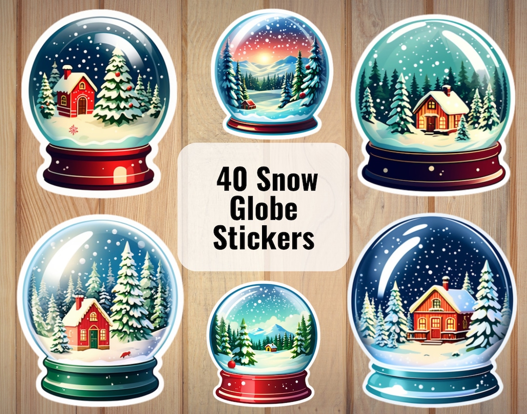 40 Digital Christmas Snow Globe Stickers Bundle, Downloadable Digital ...