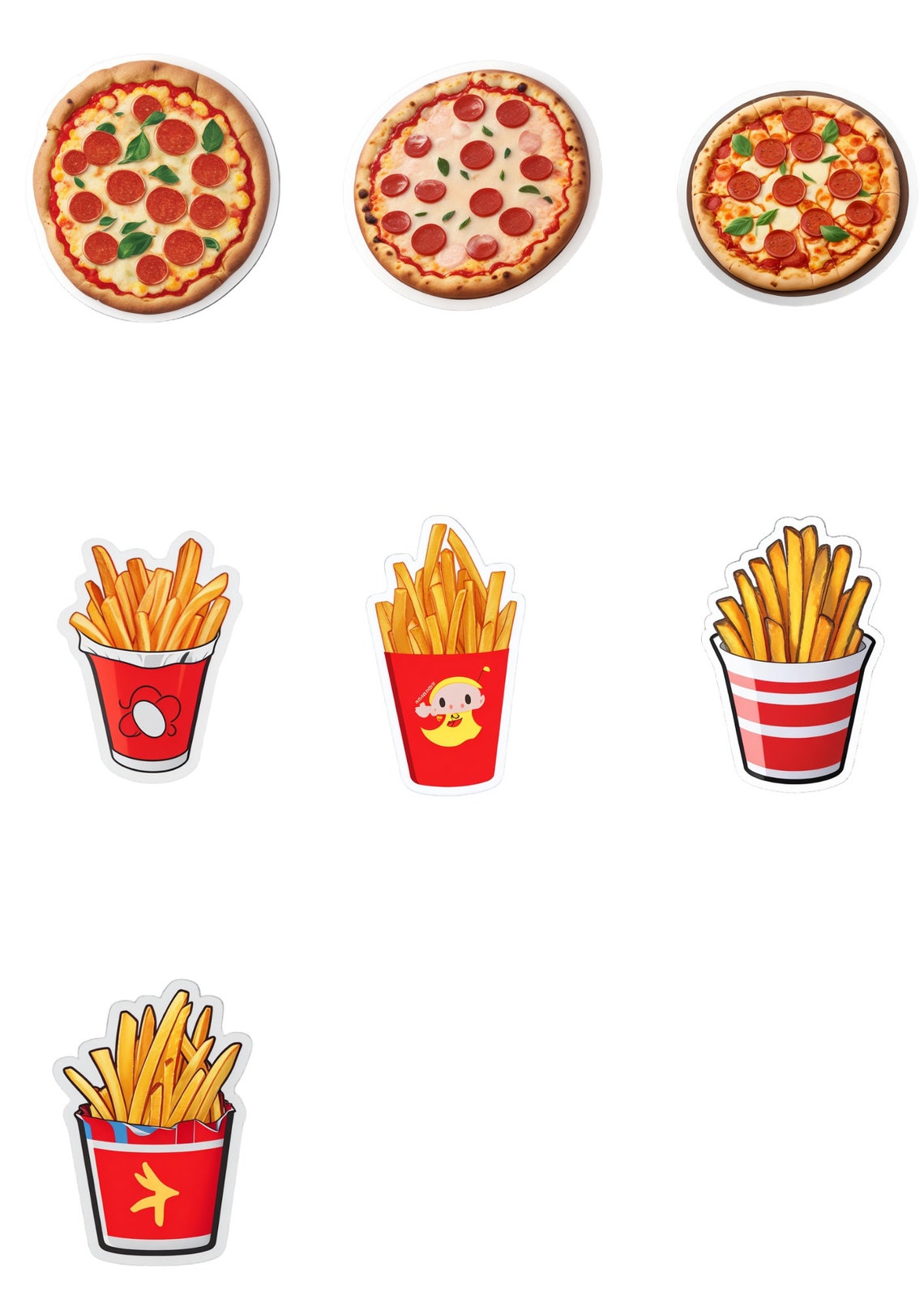 16 Digital Fast Food Sticker Sheet, Downloadable and Printable Sticker ...
