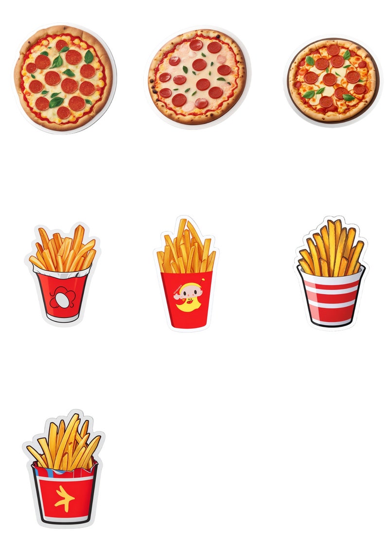 16 Digital Fast Food Sticker Sheet, Downloadable and Printable Sticker ...