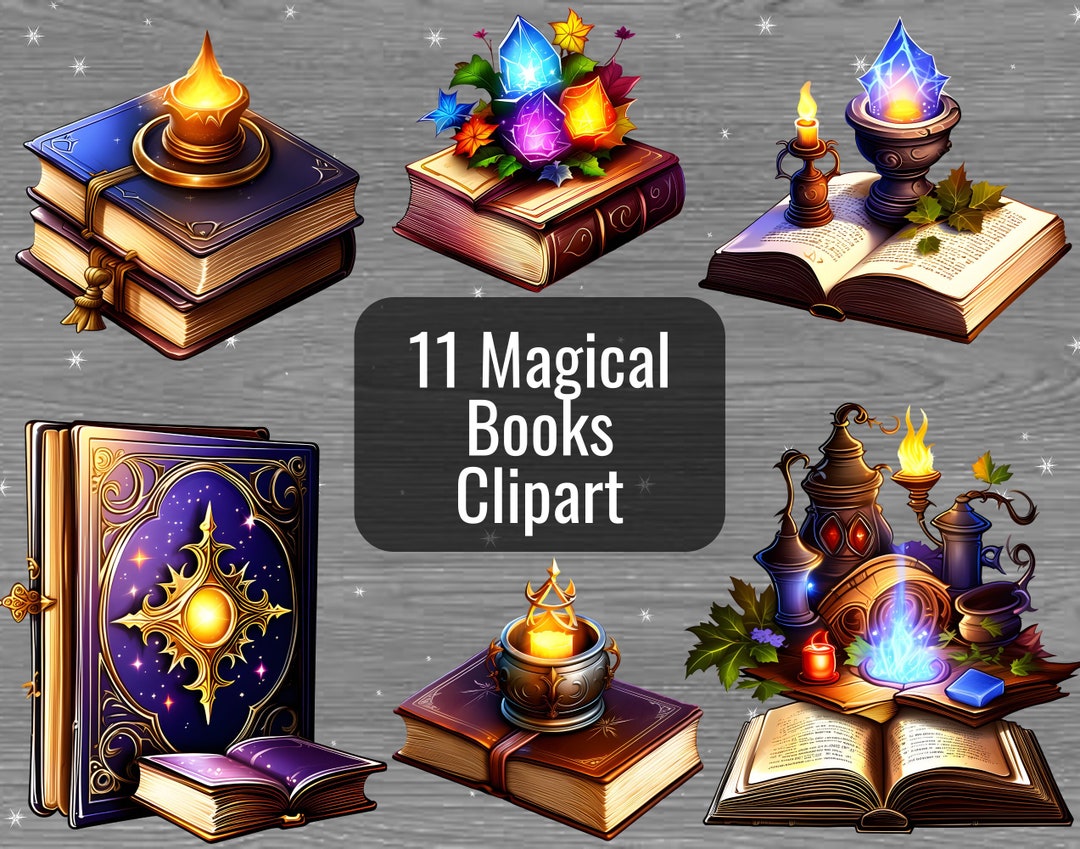 11 Digital Magical Books Clipart Bundle, Downloadable Digital PNG ...