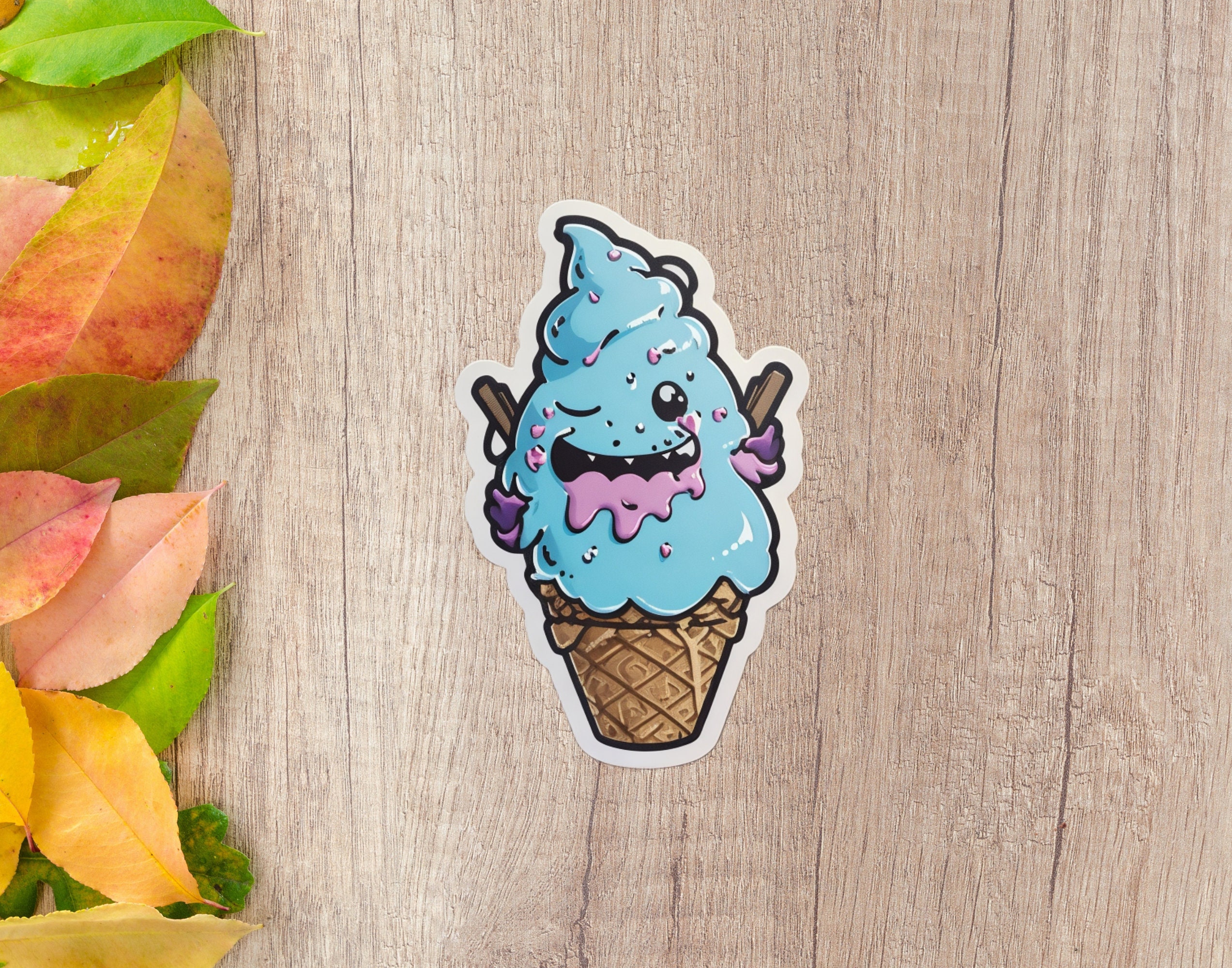 Digital Monster Ice Cream Sticker, Downloadable and Printable Sticker ...