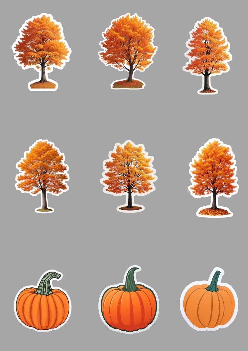 72 Autumn-themed Downloadable Digital Stickers, Season Sheets, PNG ...