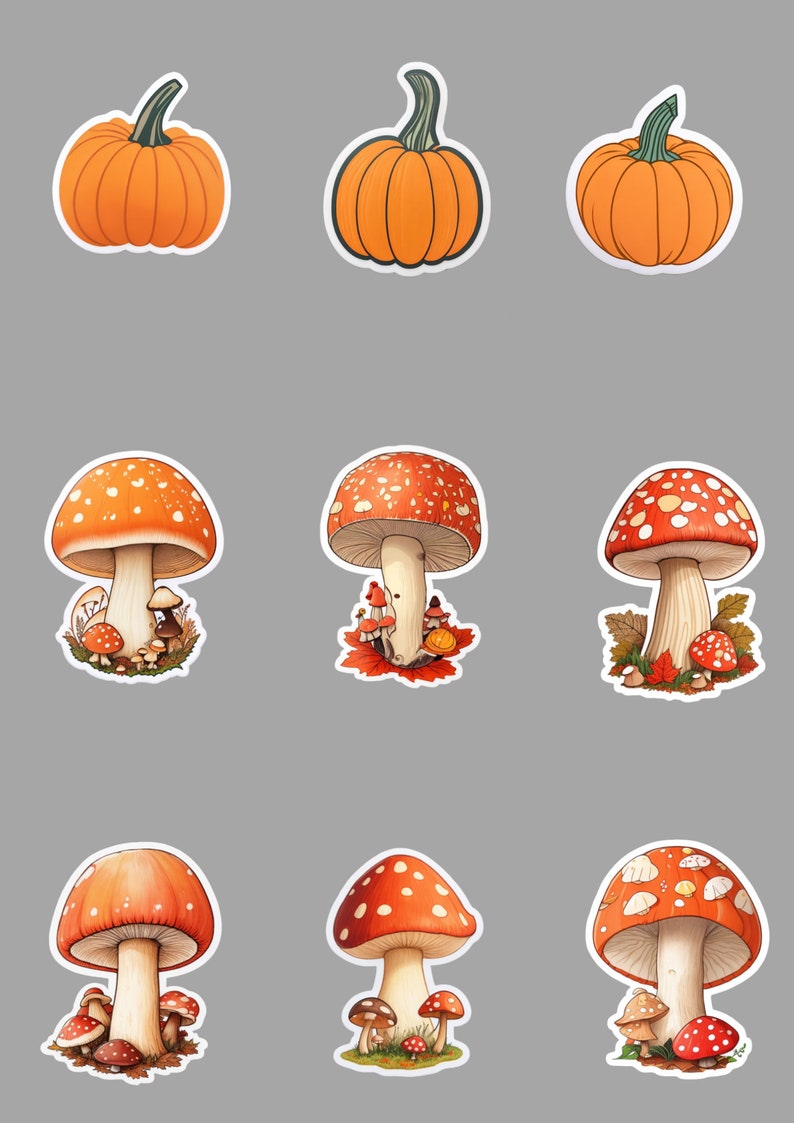 72 Autumn-themed Downloadable Digital Stickers, Season Sheets, PNG ...
