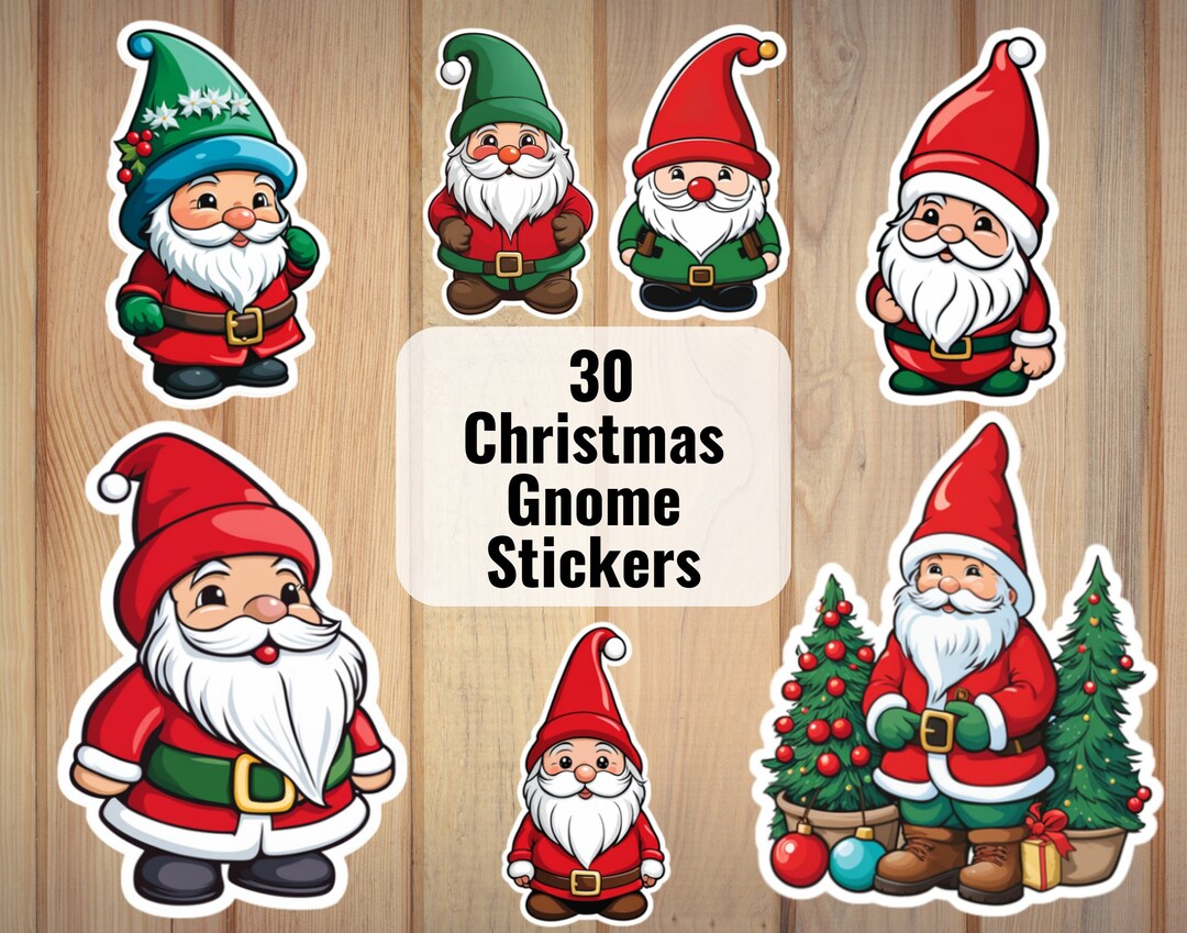30 Digital Christmas Gnome Stickers Bundle, Downloadable Digital ...