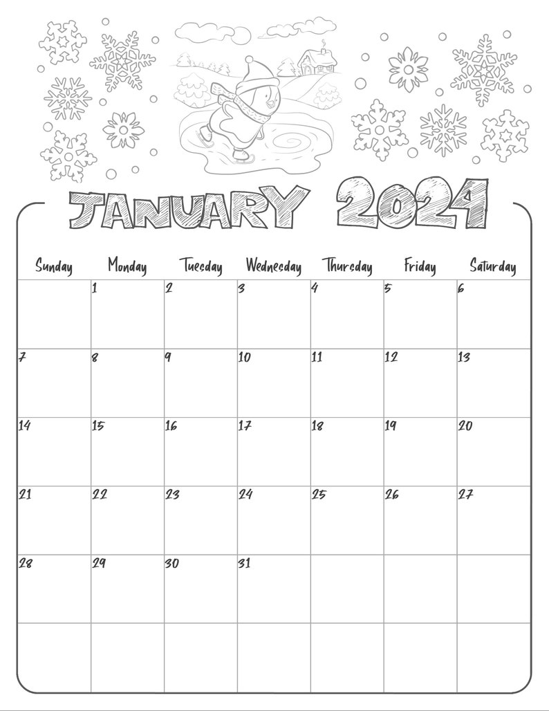 Kids Coloring Calendar 2024 - Etsy