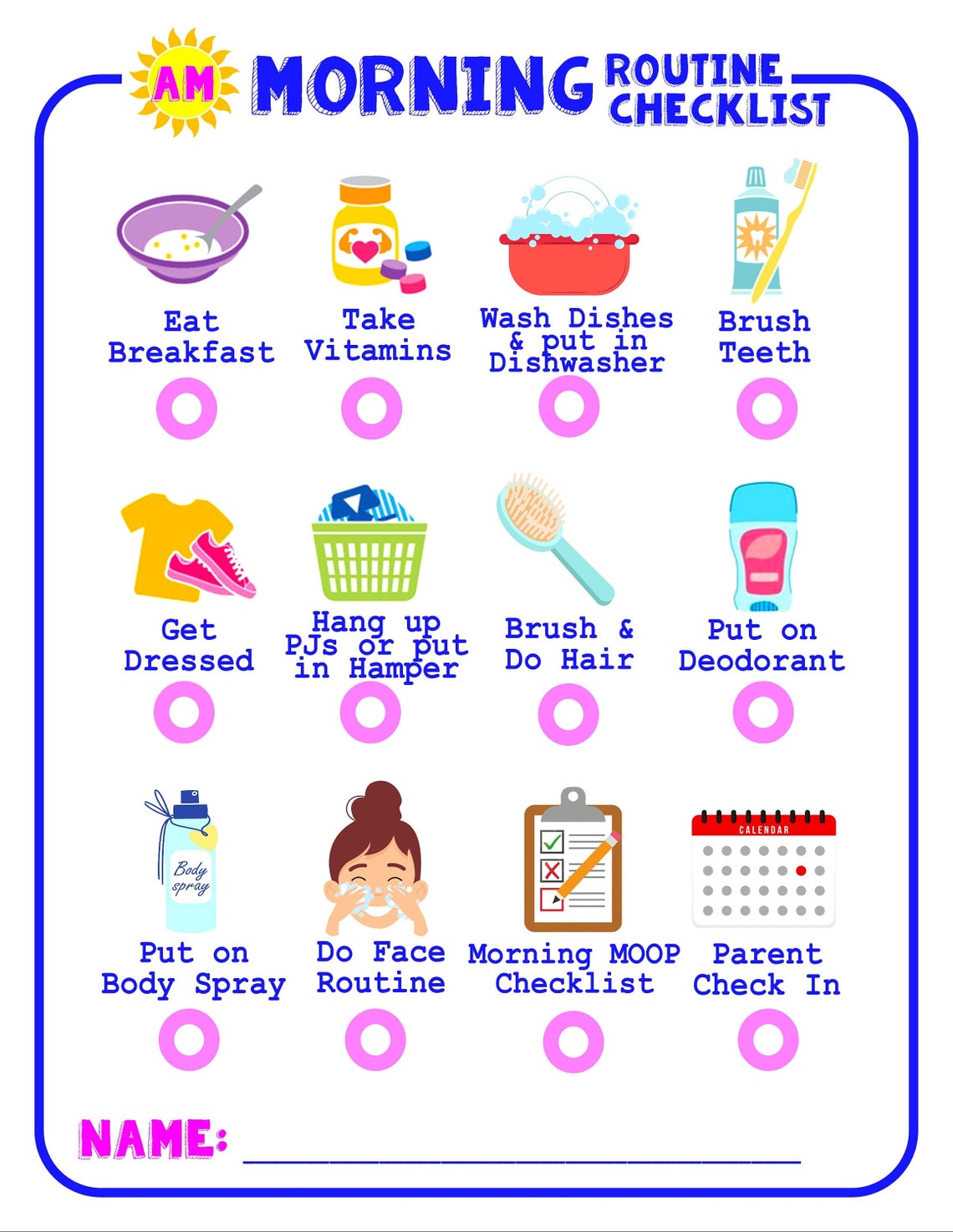 Morning and Evening Routine Checklists for Older Kids - Etsy