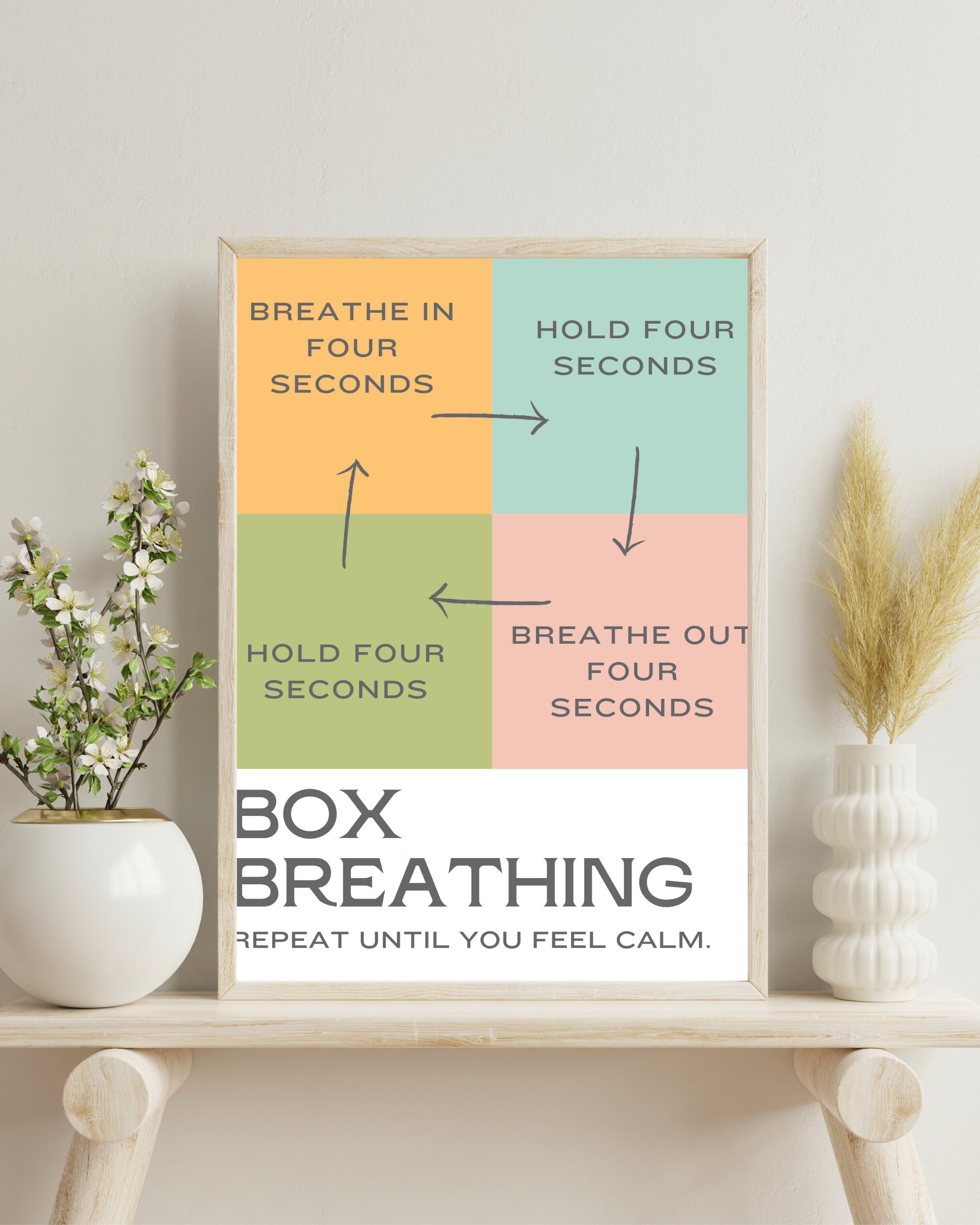 Box Breathing Classroom/therapy Room Poster, Printable Page, Boho - Etsy