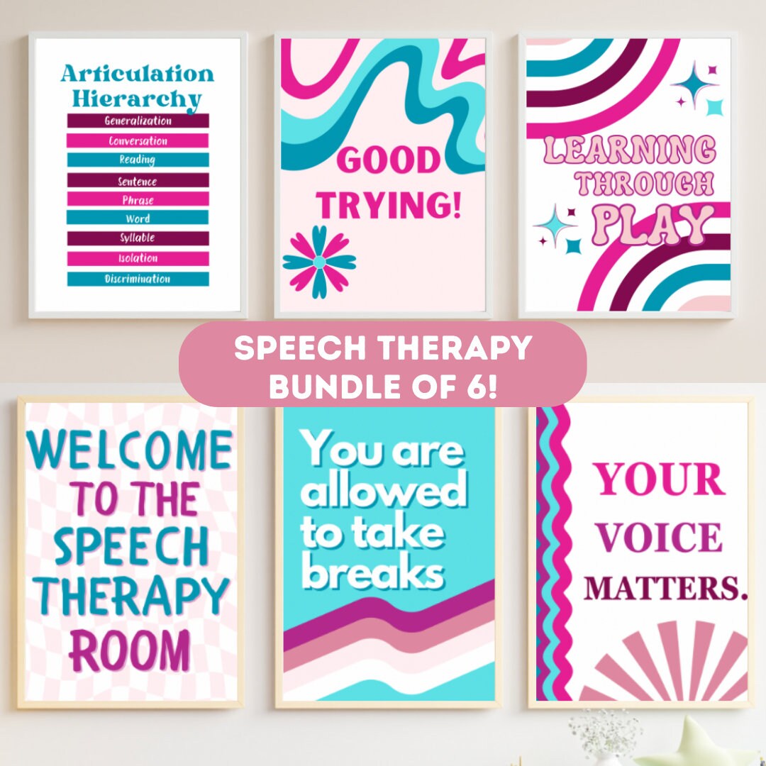 Bright Groovy Speech Therapy Posters Set of 6 Digital Prints - Etsy
