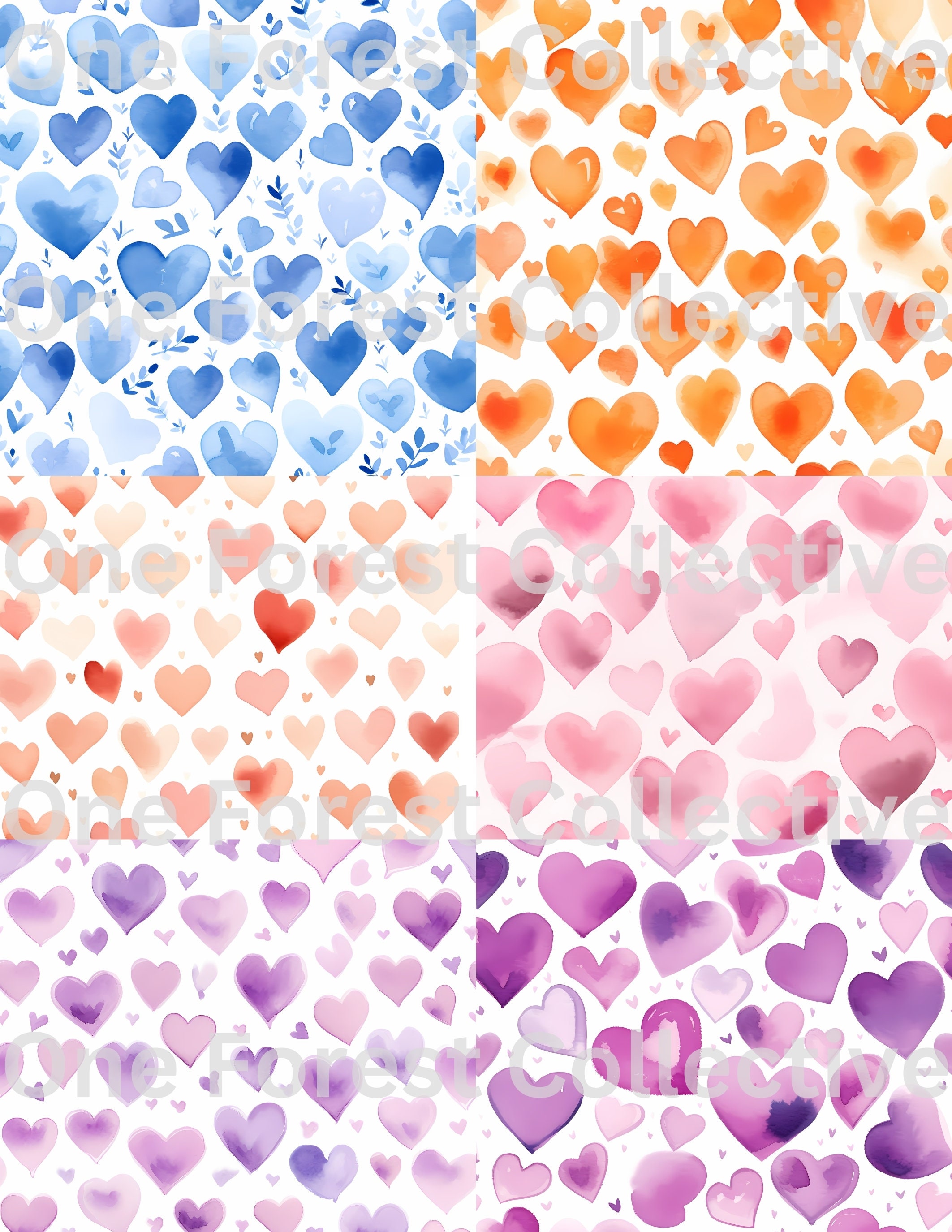 16 Heart Print Inspired Patterns Cutouts Digital Paper Printable Images ...