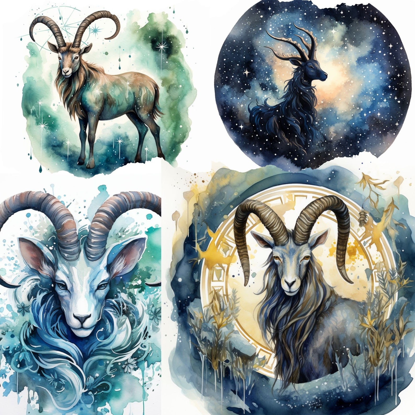 Capricorn Goat 42 PNG Images Earth Sign Saturn Card Making Clip Art ...
