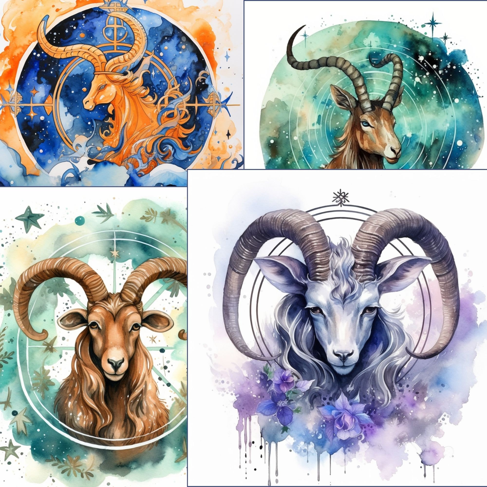 Capricorn Goat 42 PNG Images Earth Sign Saturn Card Making Clip Art ...