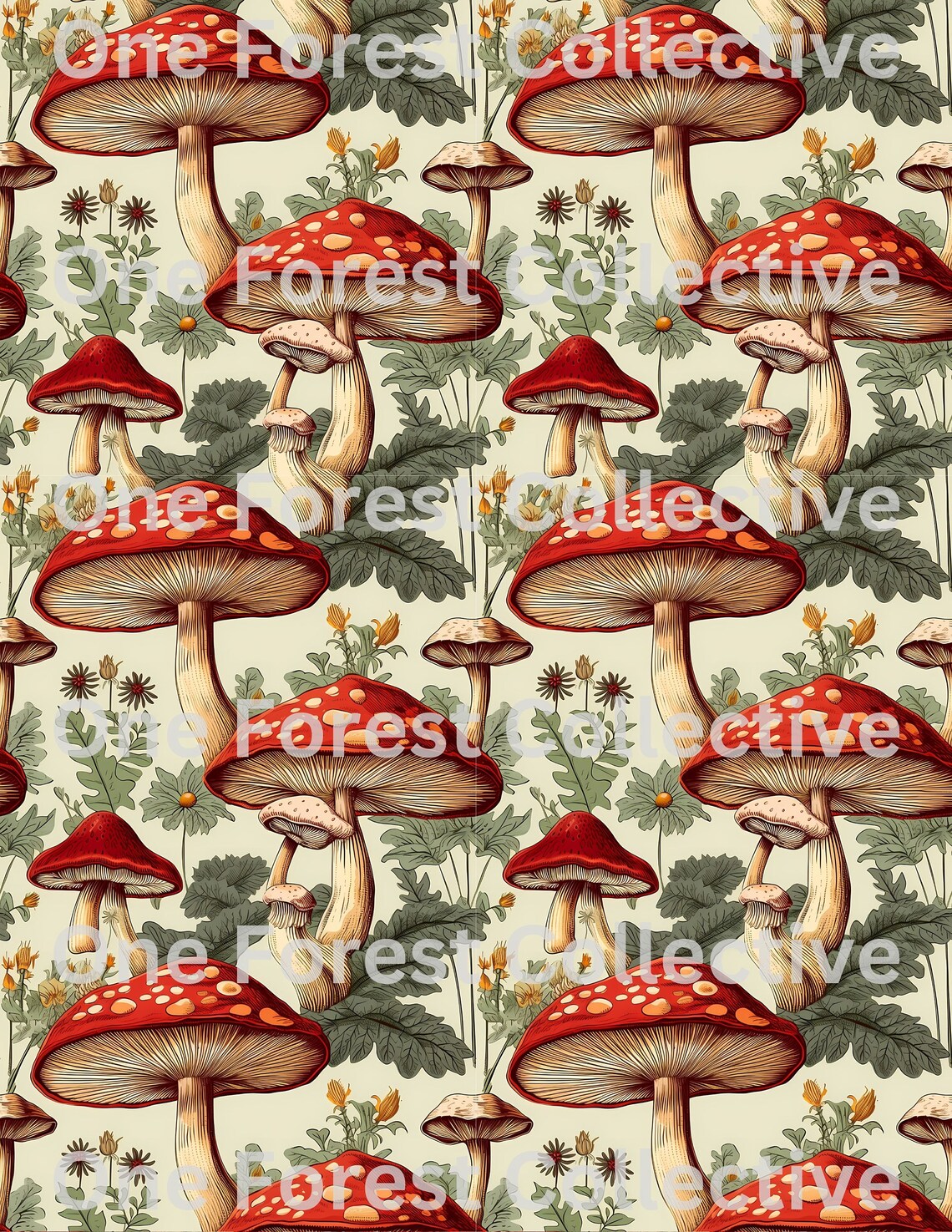 15 Printable Paper Mushroom Inspired Patterns Digital Paper Printable ...