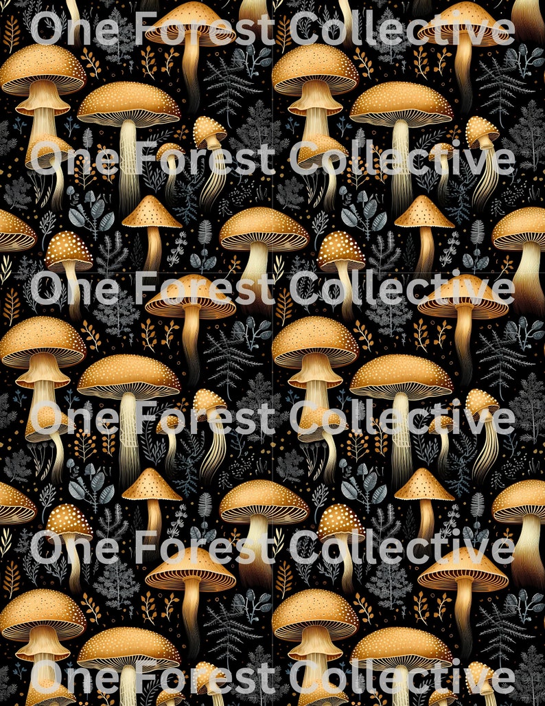 15 Printable Paper Mushroom Inspired Patterns Digital Paper Printable ...