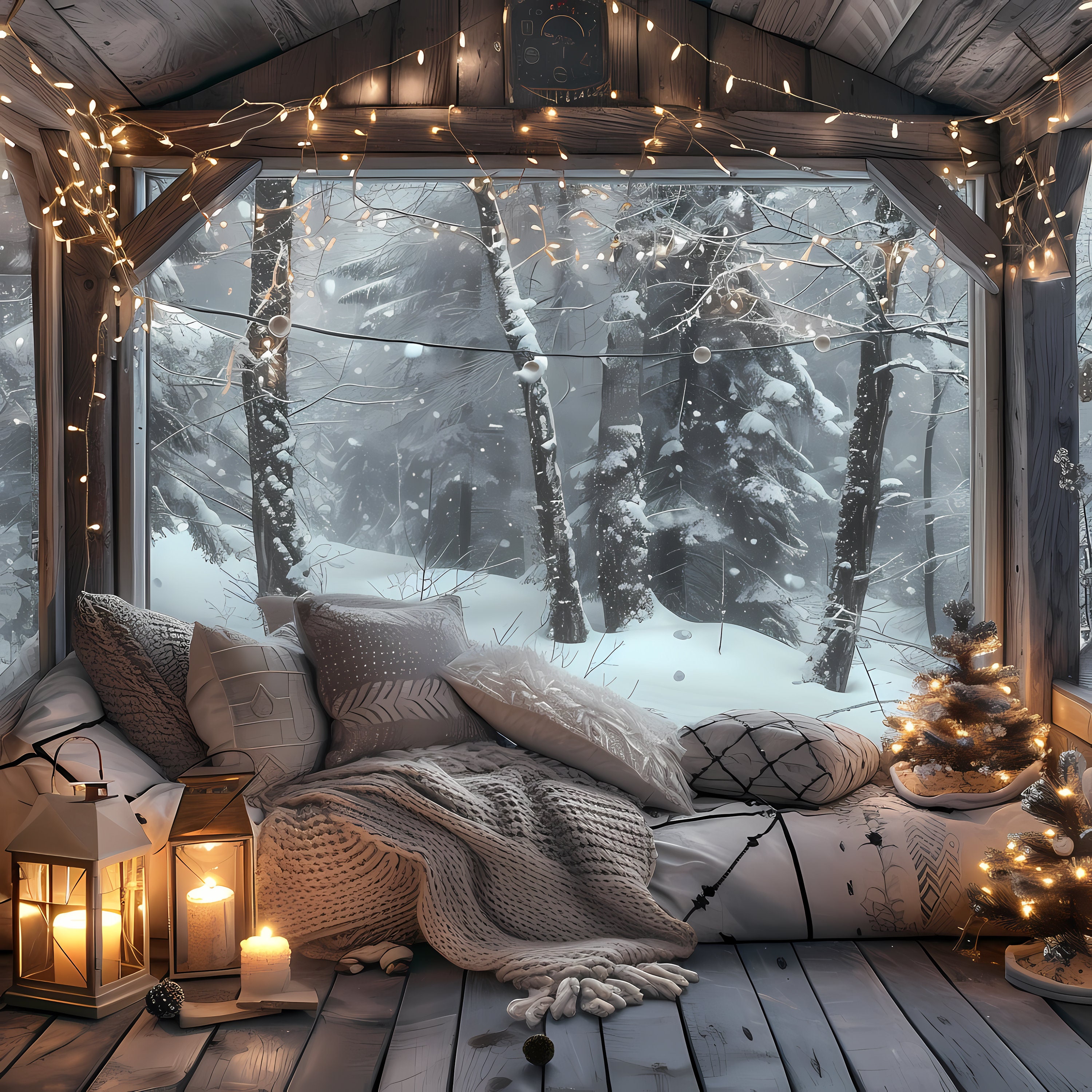29 Winter Themed Cozy Cottage Scenes Clips Hygge Cozy PNG Instant ...