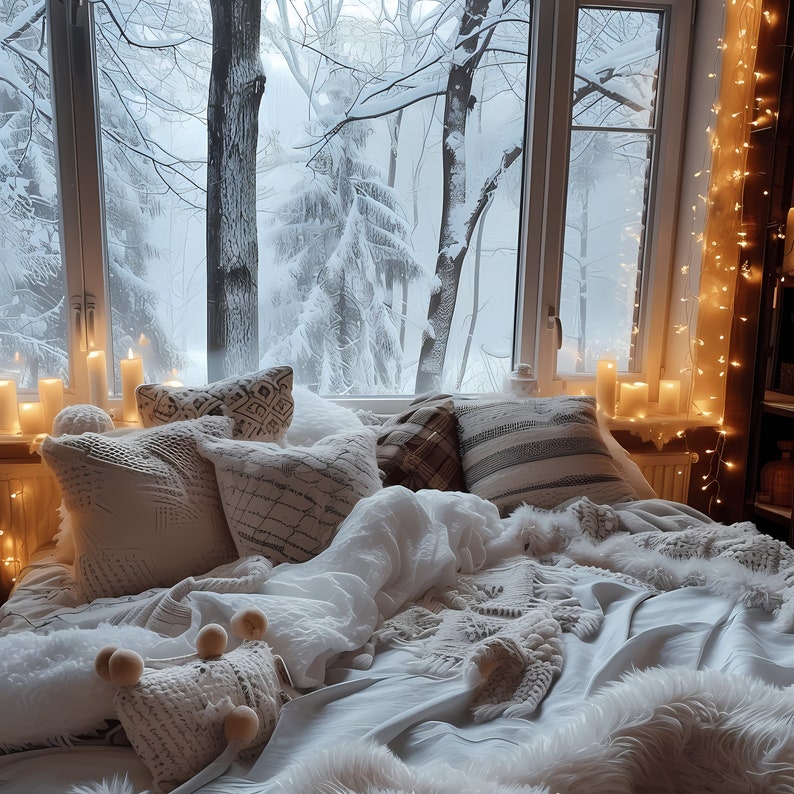 29 Winter Themed Cozy Cottage Scenes Clips Hygge Cozy PNG Instant ...