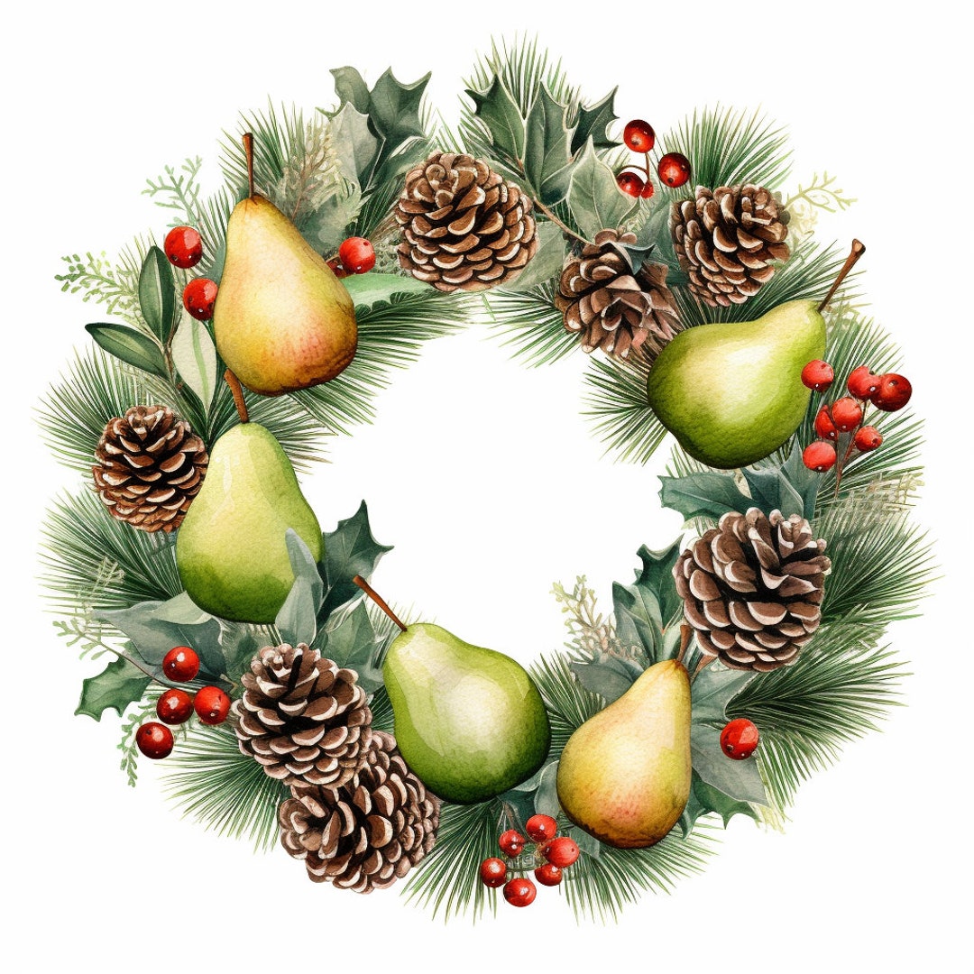 Christmas Wreath Pear 12 JPG High Quality Digital Download Journal Junk ...