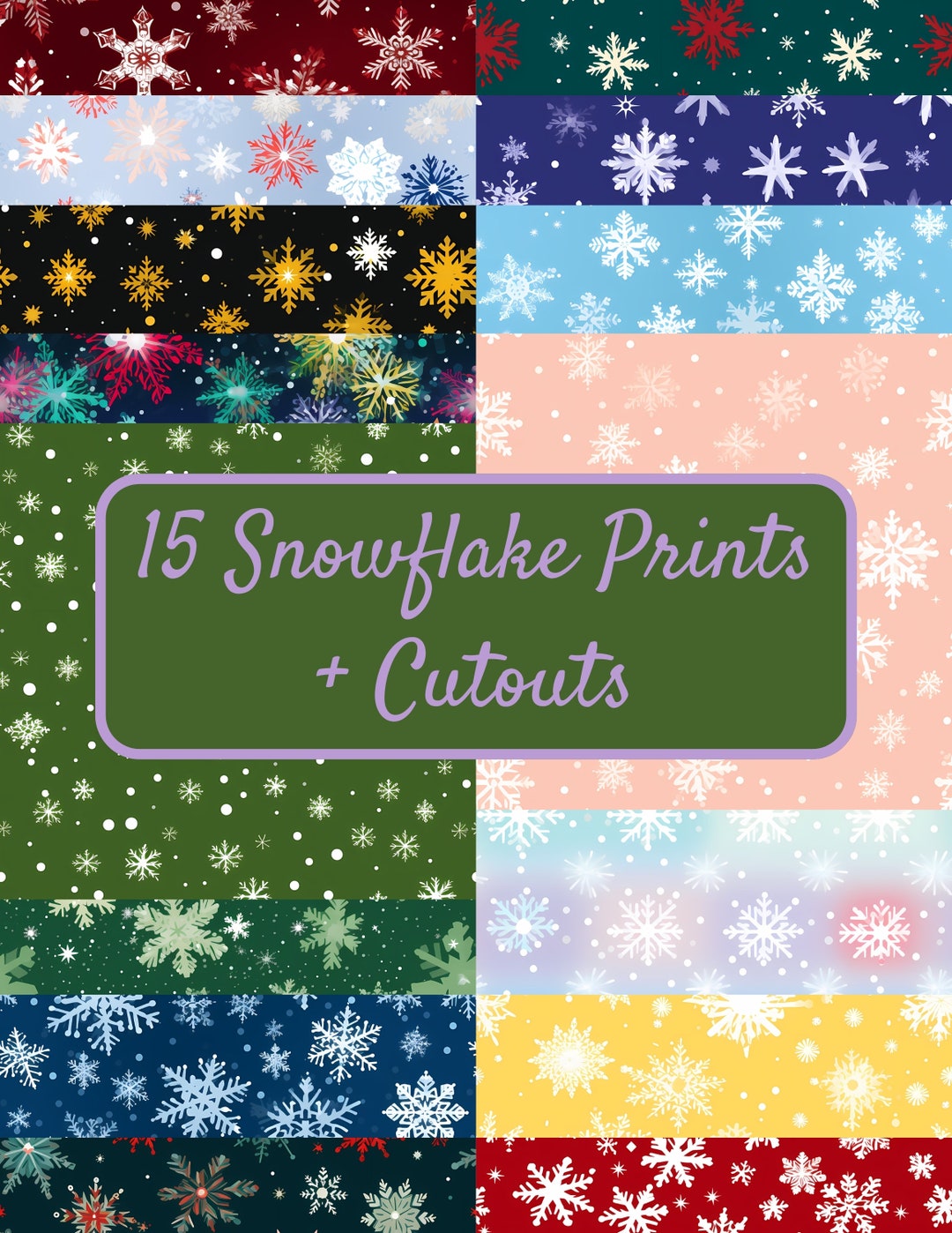 16 Christmas Snowflake Patterns Digital Images Scrapbook Paper Craft ...