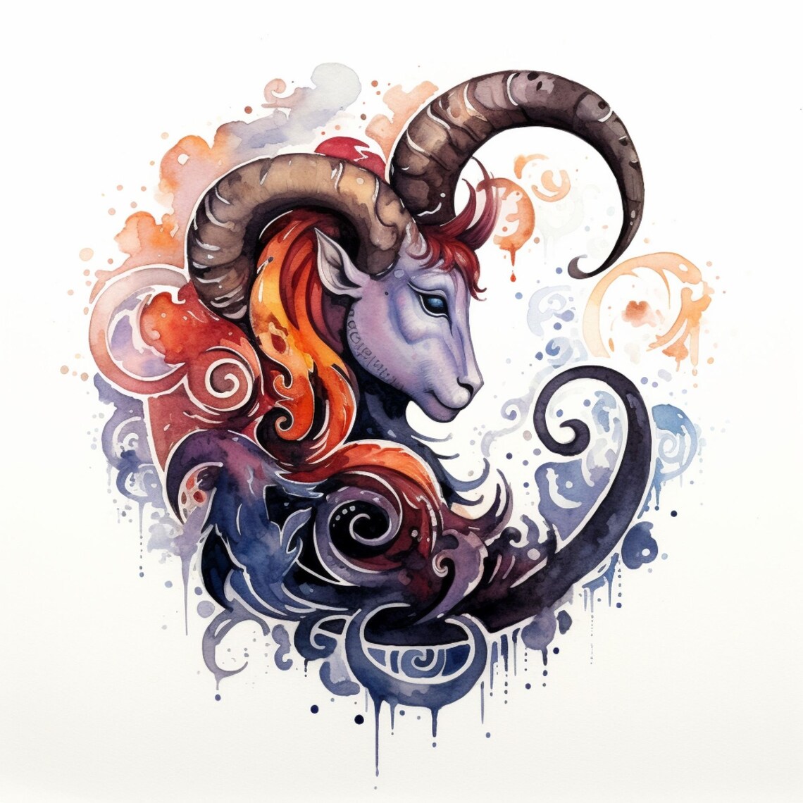 Capricorn Goat 42 PNG Images Earth Sign Saturn Card Making Clip Art ...