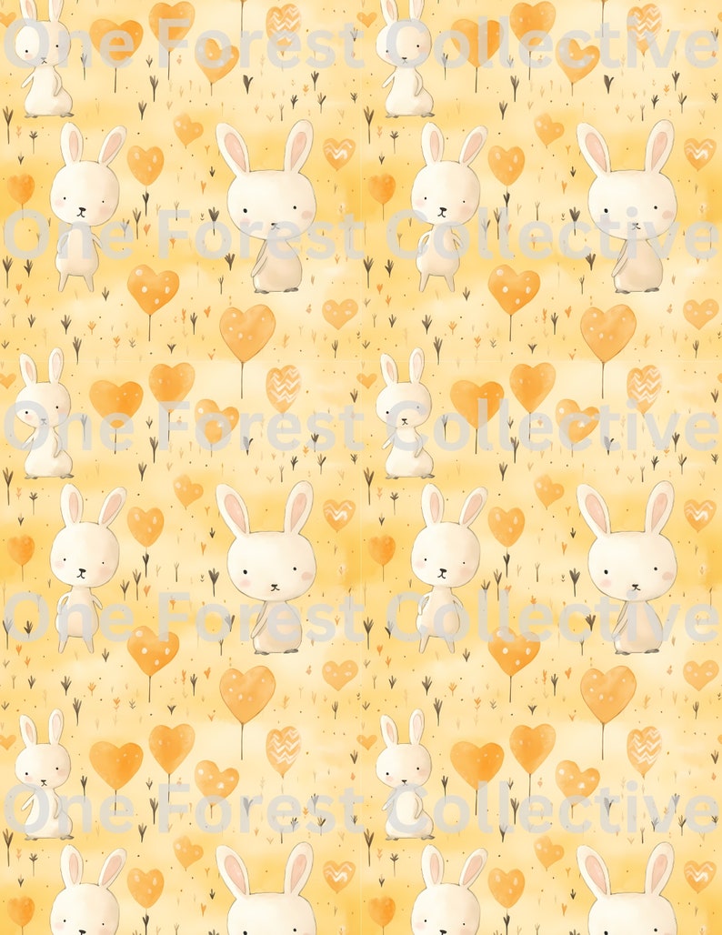 44 Rabbit and Heart Print Inspired Pattern Digital Paper Printable ...