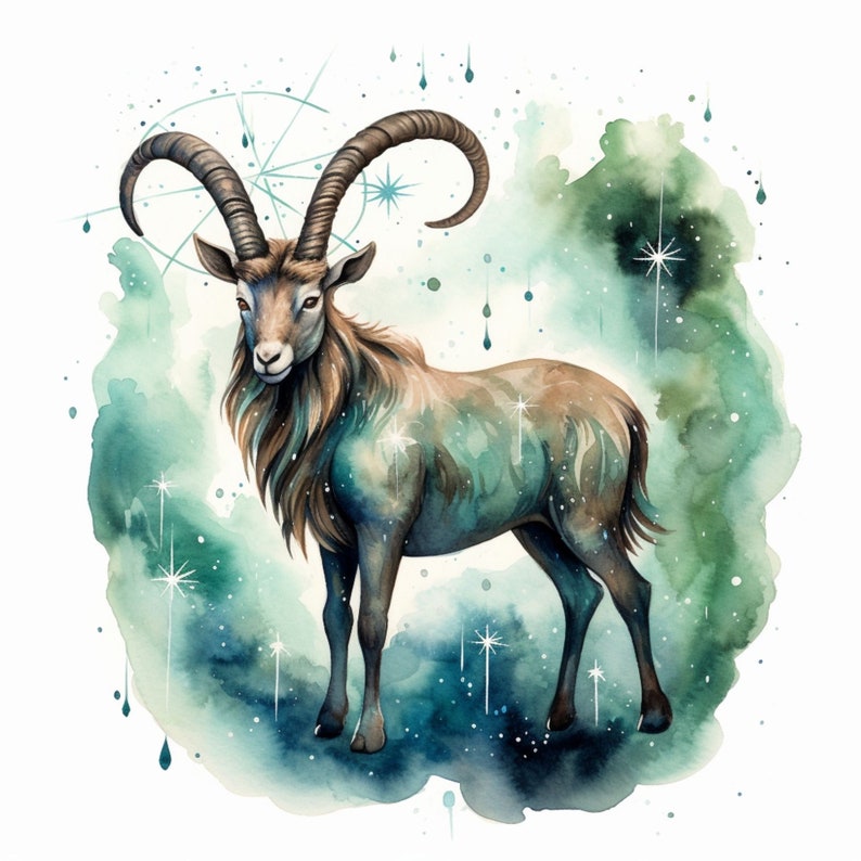 Capricorn Goat 42 PNG Images Earth Sign Saturn Card Making Clip Art ...