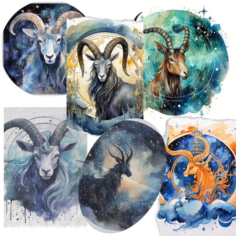Capricorn Goat 42 PNG Images Earth Sign Saturn Card Making Clip Art ...