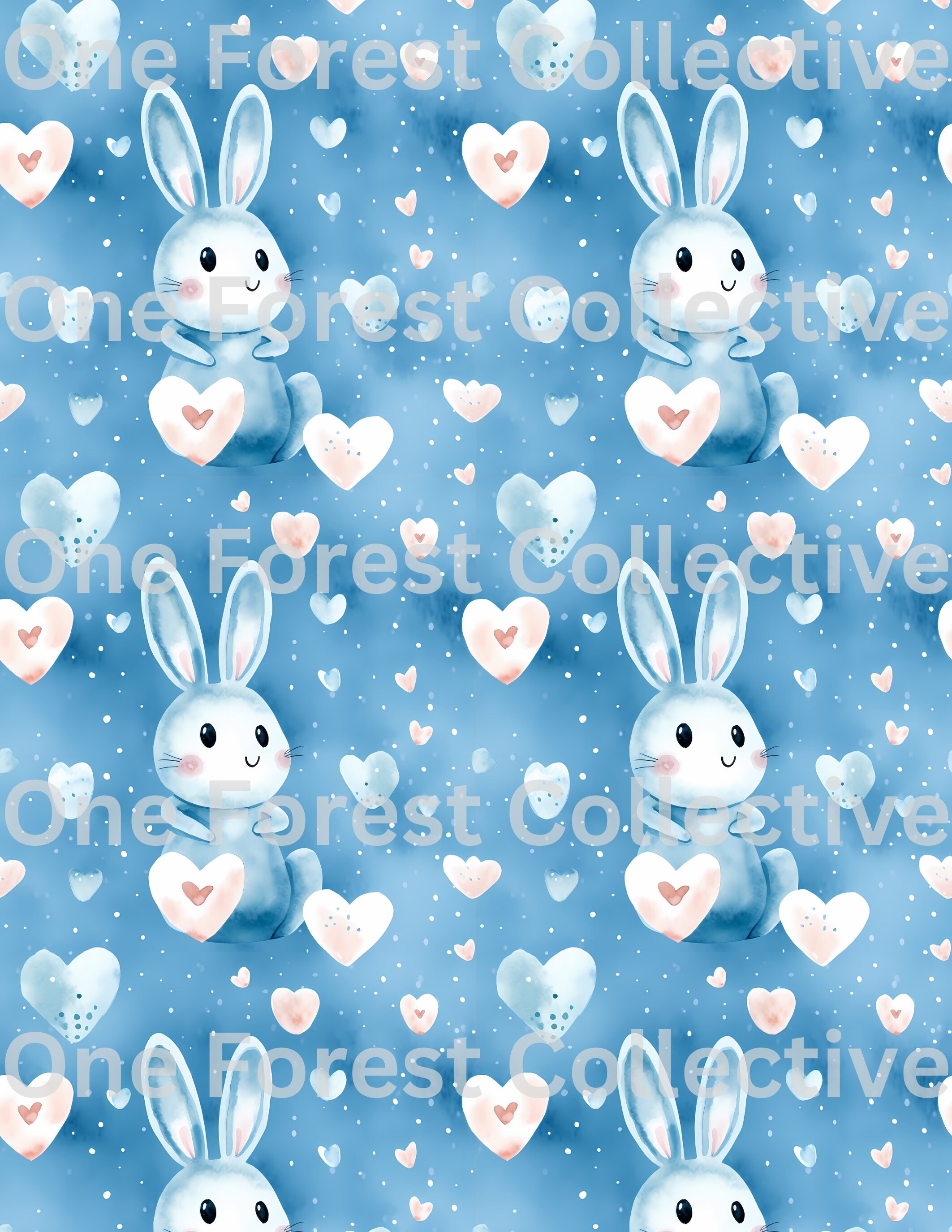 44 Rabbit and Heart Print Inspired Pattern Digital Paper Printable ...