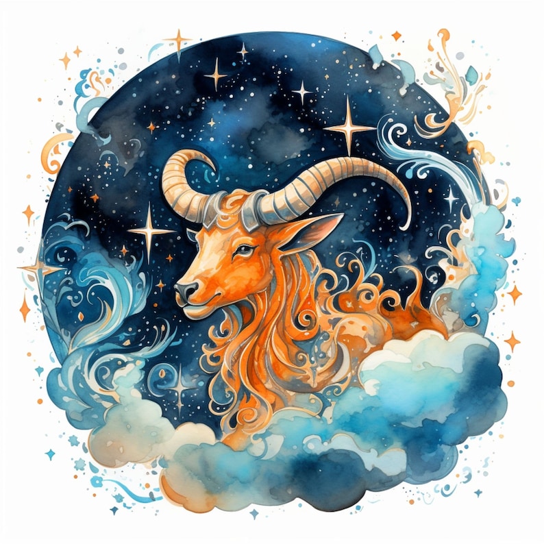 Capricorn Goat 42 PNG Images Earth Sign Saturn Card Making Clip Art ...