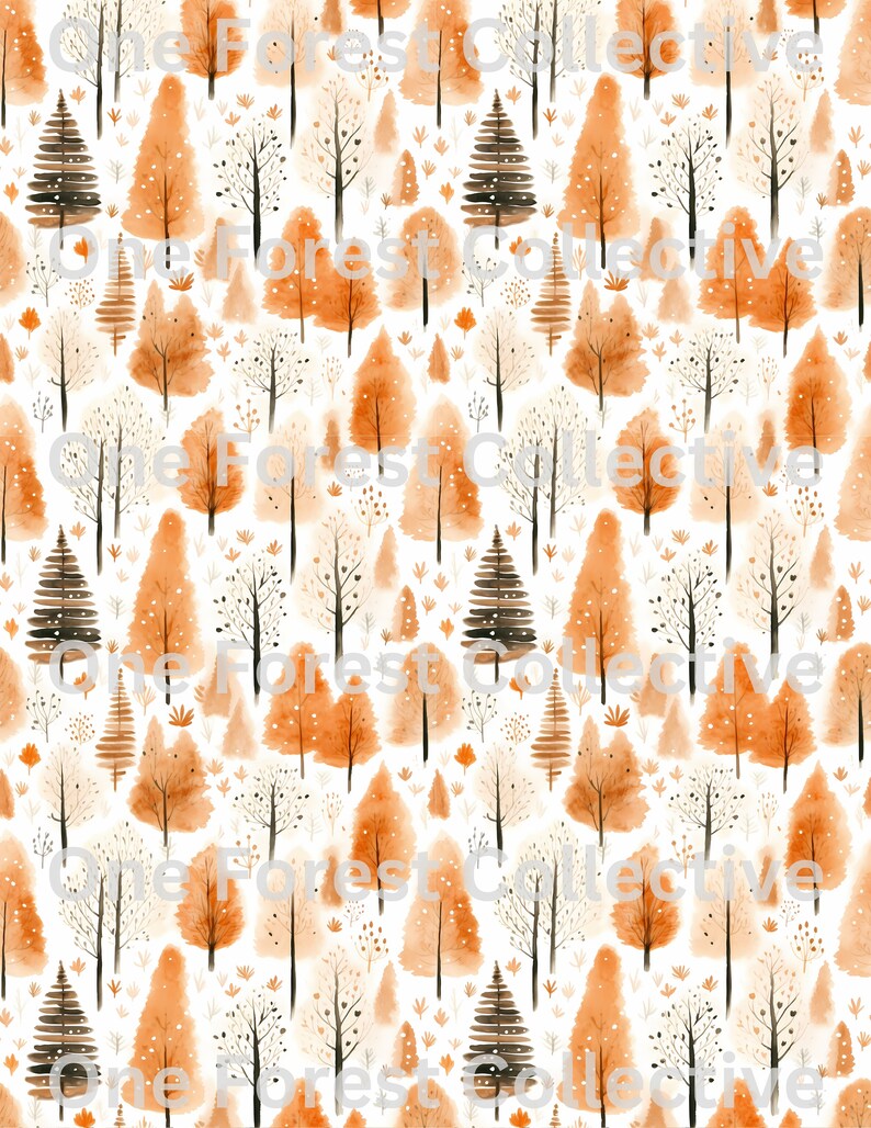 16 Watercolor Forest Printable Paper Patterns Digital Images Scrapbook ...