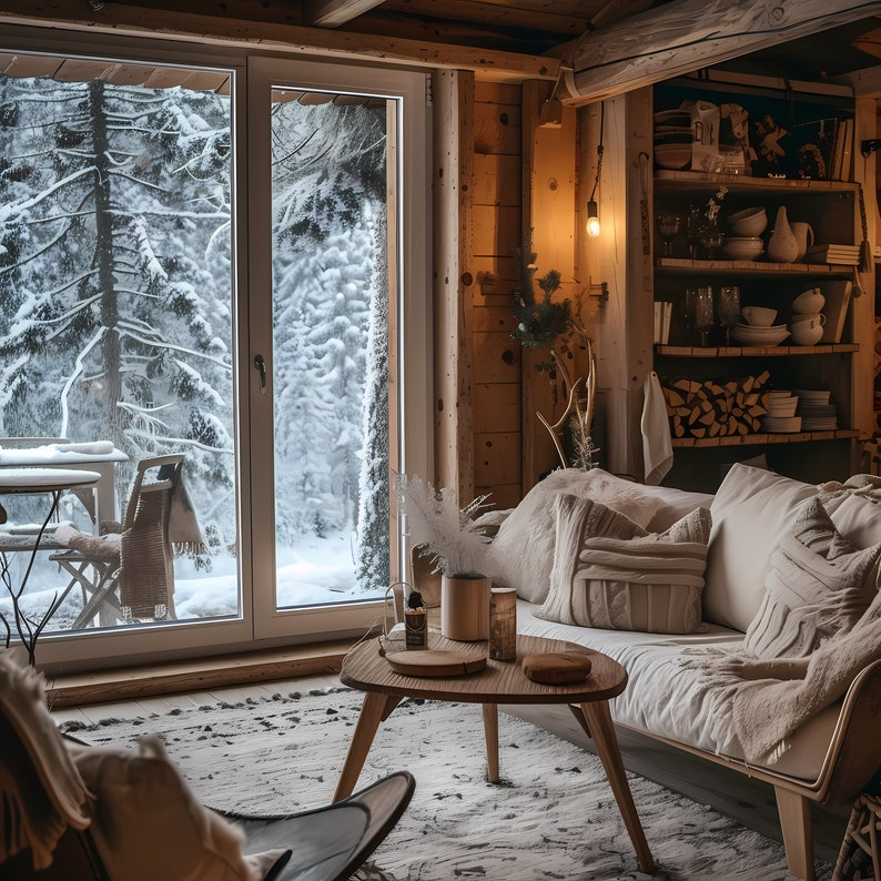 29 Winter Themed Cozy Cottage Scenes Clips Hygge Cozy PNG Instant ...