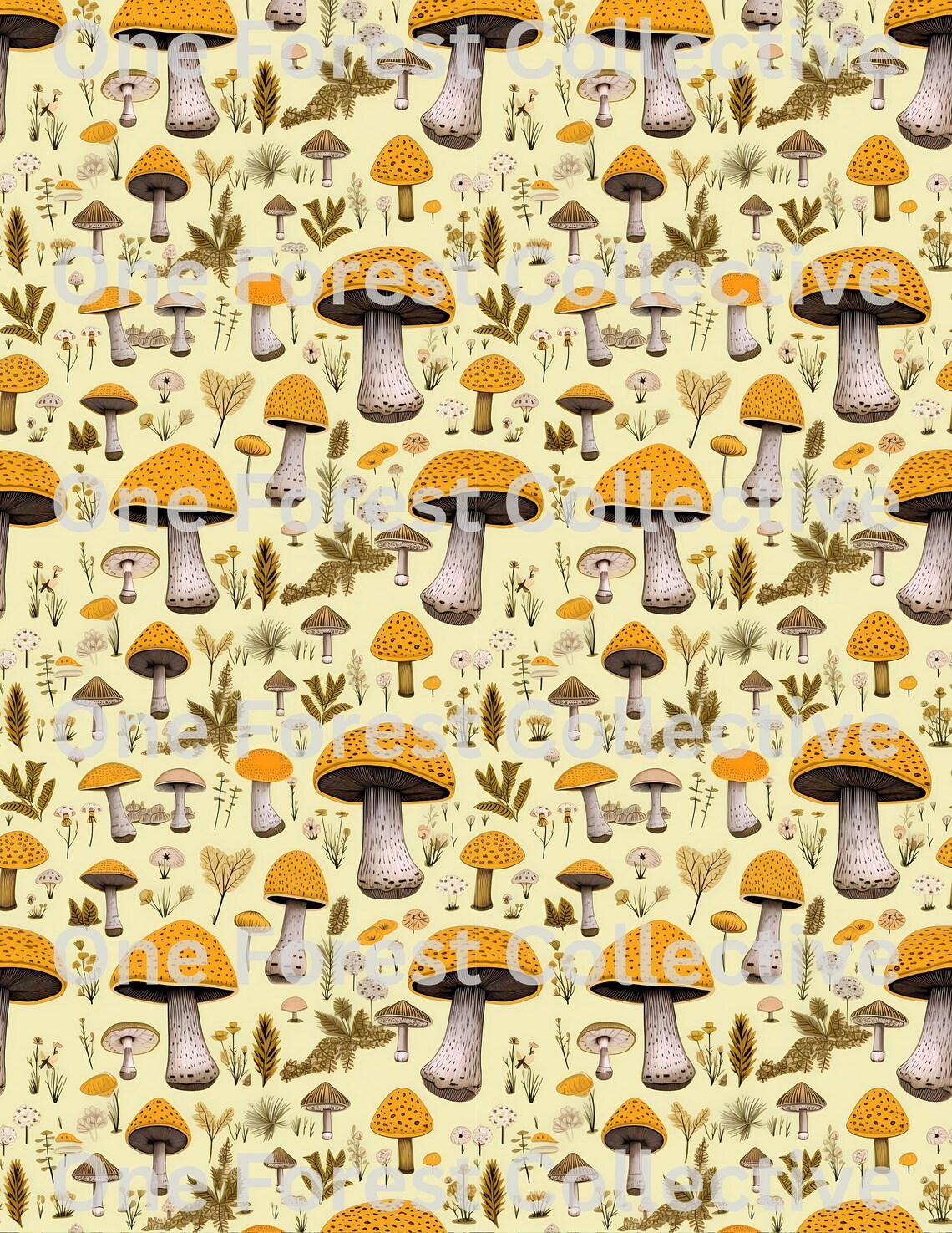 15 Printable Paper Mushroom Inspired Patterns Digital Paper Printable ...