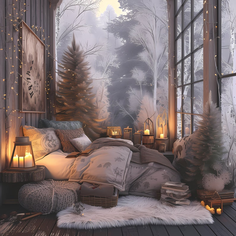 29 Winter Themed Cozy Cottage Scenes Clips Hygge Cozy PNG Instant ...