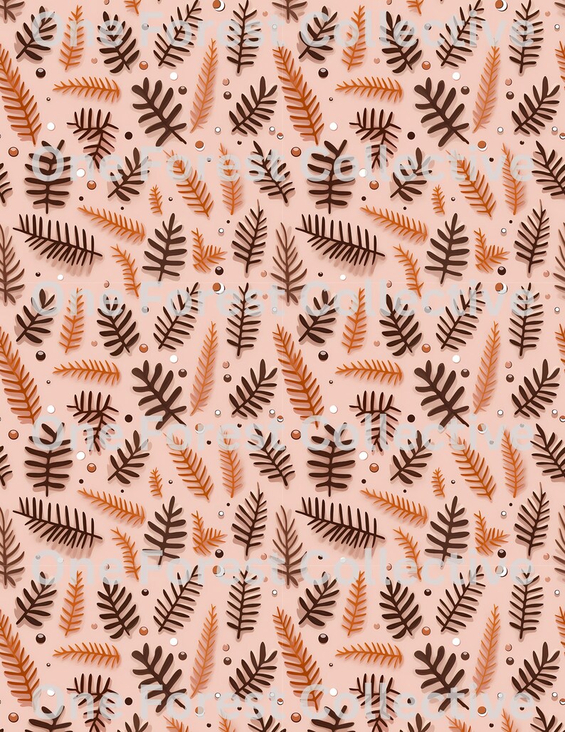 16 Kawaii Fern Printable Paper Patterns Digital Paper Images Scrapbook ...