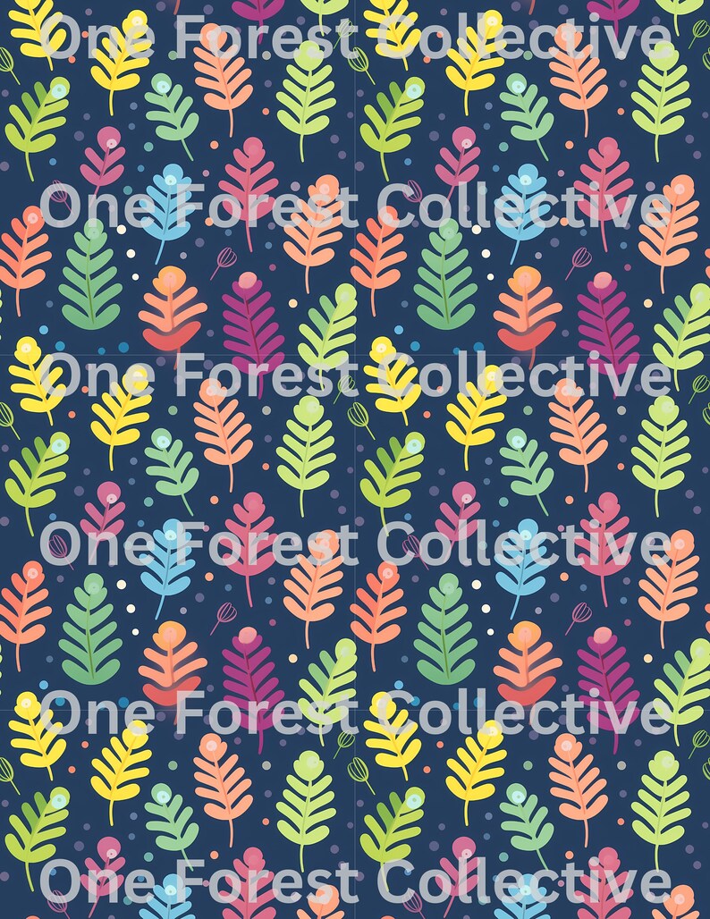 16 Kawaii Fern Printable Paper Patterns Digital Paper Images Scrapbook ...