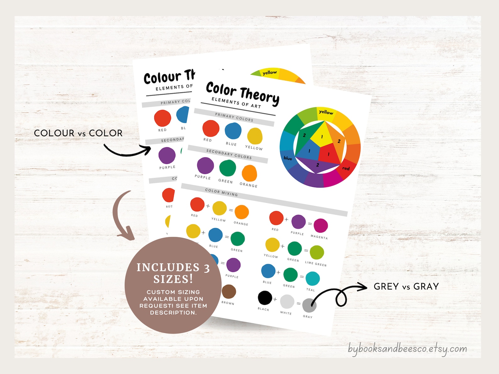 Kids Color Theory Poster, Color Wheel Art, Winter Craft Printable ...
