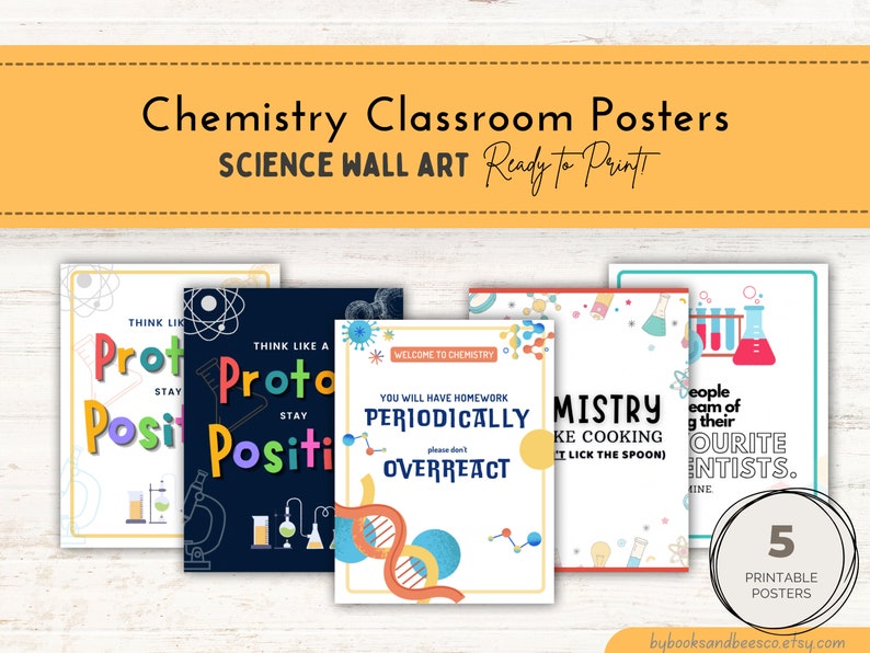 Science Classroom Poster Bundle, Science Wall Art Printable, Chemistry ...