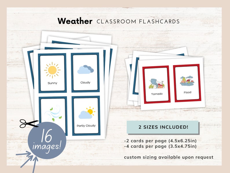 Montessori Weather Flashcards Educational Weather Cards for - Etsy