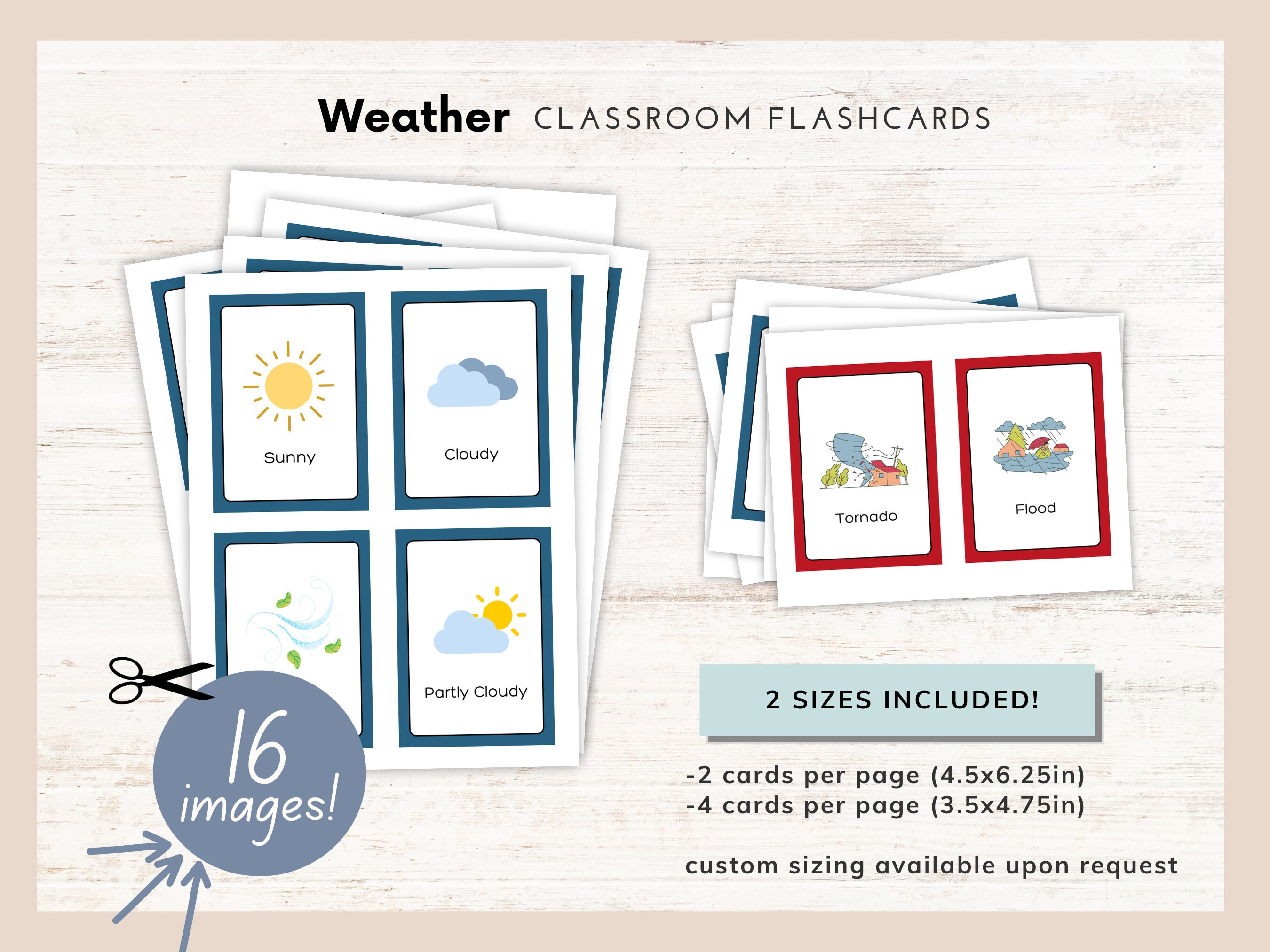 Montessori Weather Flashcards Educational Weather Cards for - Etsy