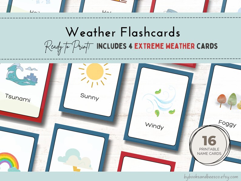 Montessori Weather Flashcards, Educational Weather Cards for Kids ...
