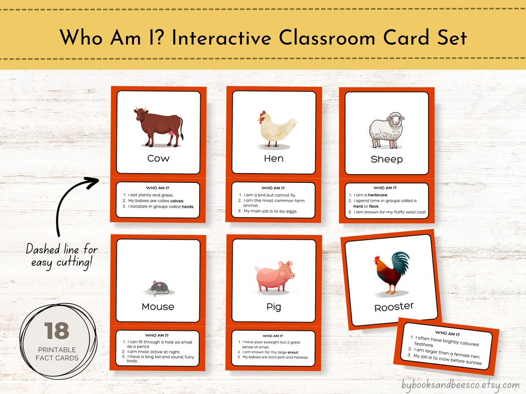 Farm Animal Printable Montessori Flashcards Interactive Kids - Etsy