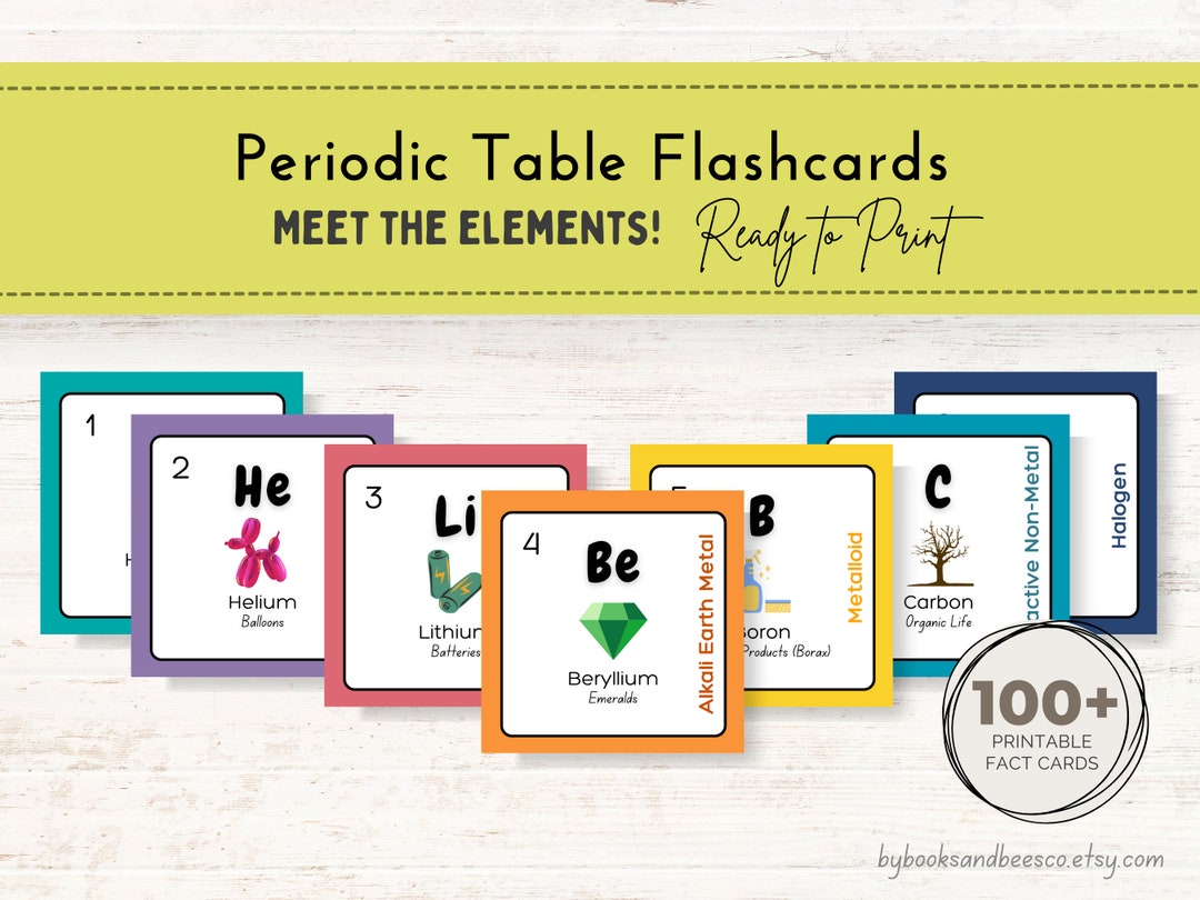 Periodic Table Printable Flashcards, Chemistry Elements for Kids ...
