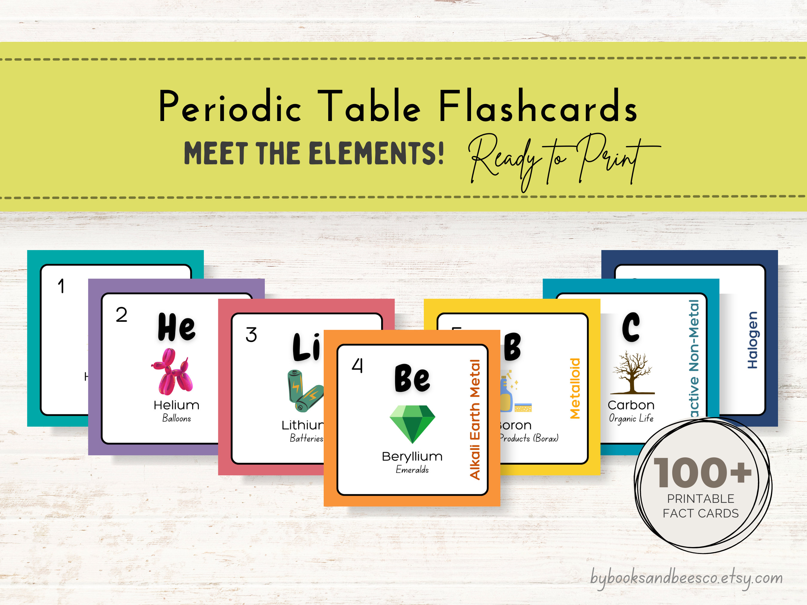 Periodic Table Printable Flashcards, Chemistry Elements for Kids ...