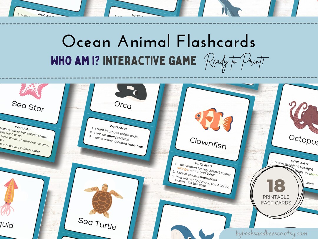 Ocean Animal Montessori Flashcards, Interactive Classroom Printable ...