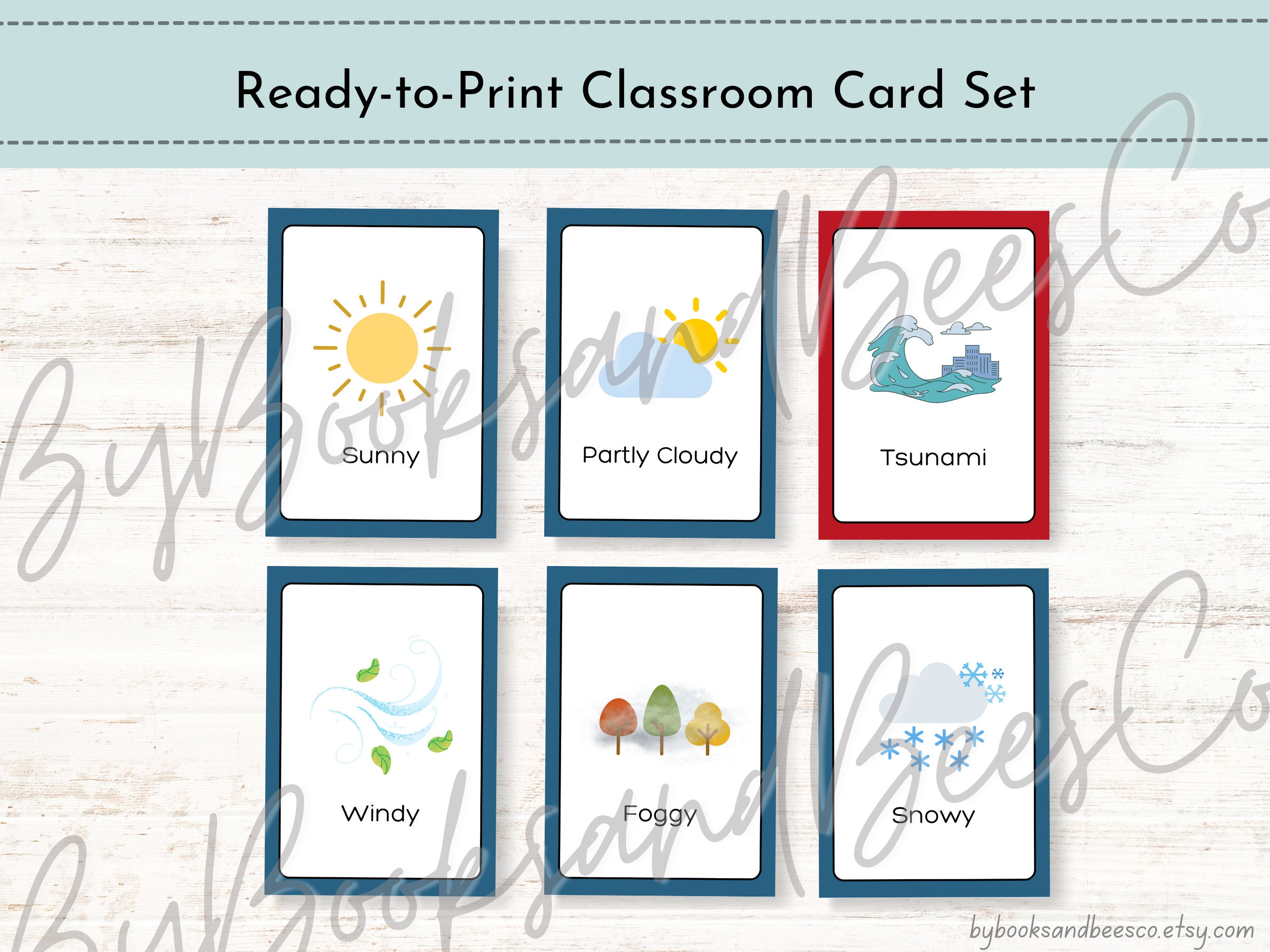 Montessori Weather Flashcards Educational Weather Cards for - Etsy