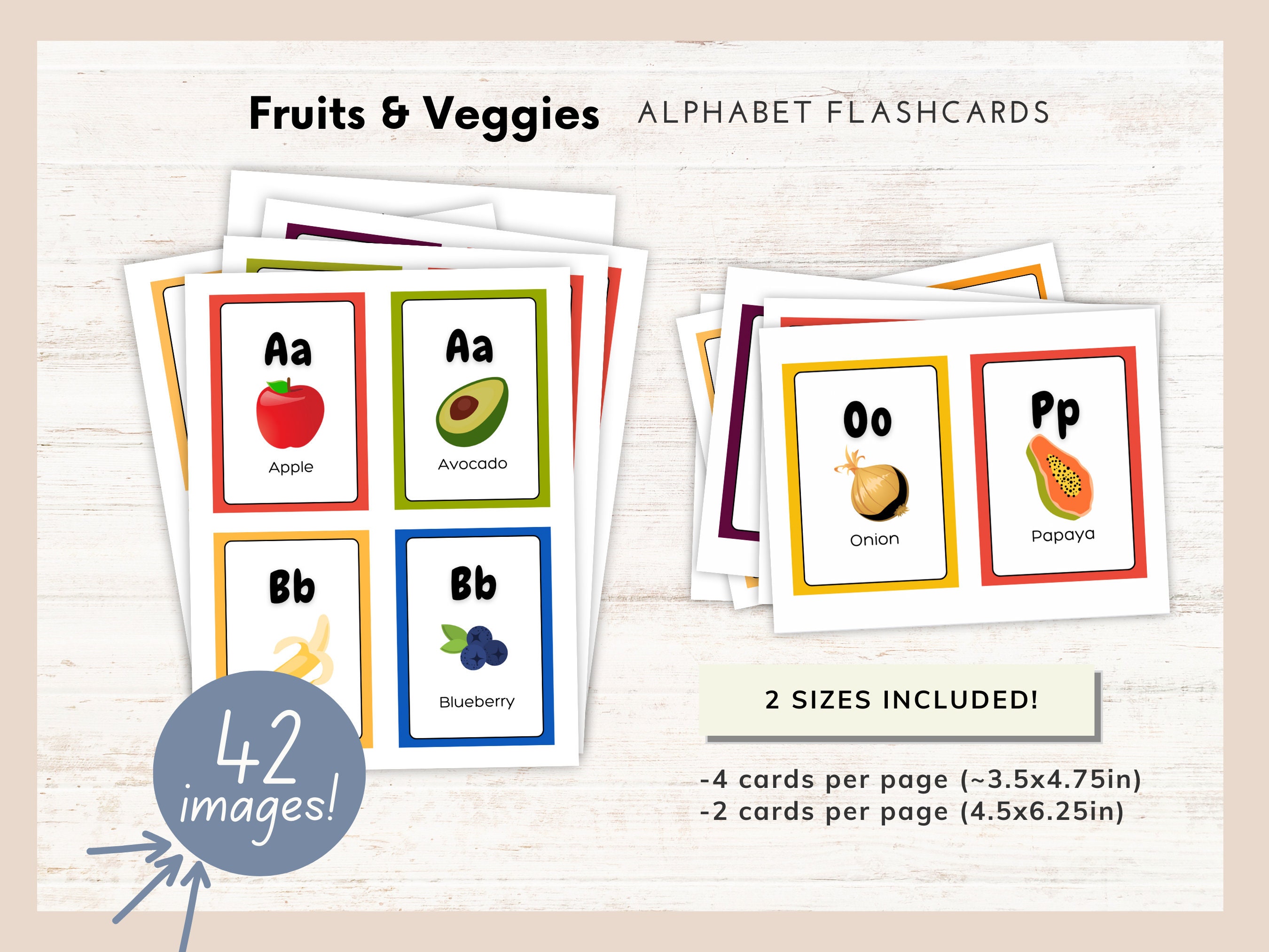 Alphabet Montessori Flashcards, Fruit & Vegetables Printable Classroom ...