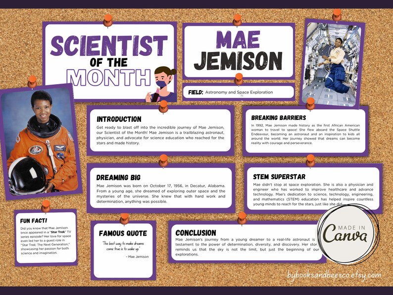 Scientist of the Month Poster Set, Mae Jemison Poster, Printable ...
