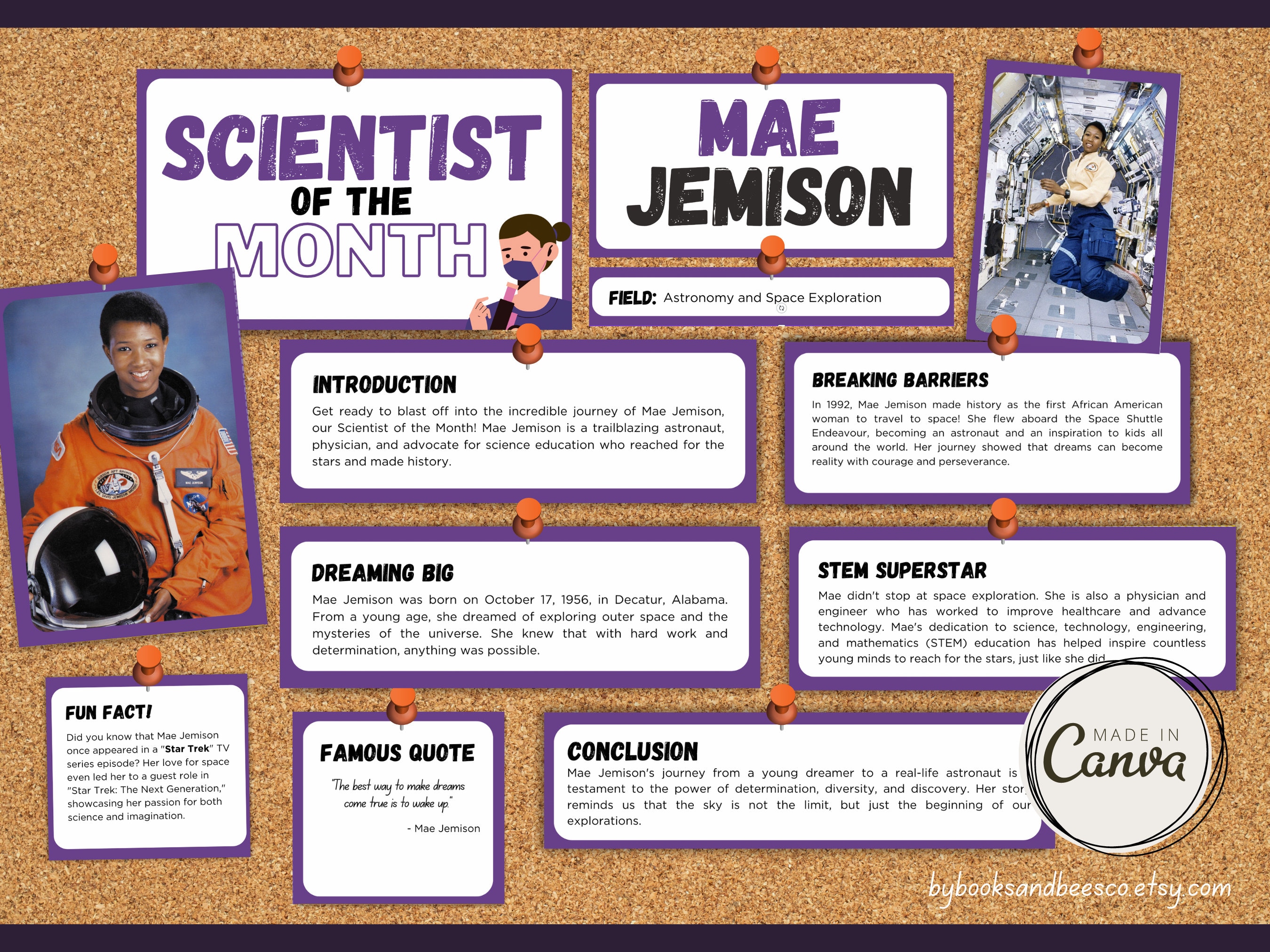 Scientist of the Month Poster Set, Mae Jemison Poster, Printable ...