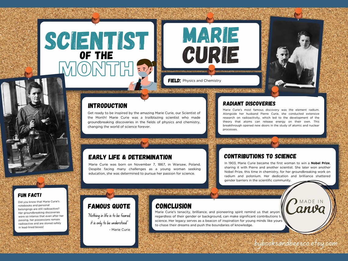 Scientist of the Month Poster Set, Marie Curie Poster, Printable ...