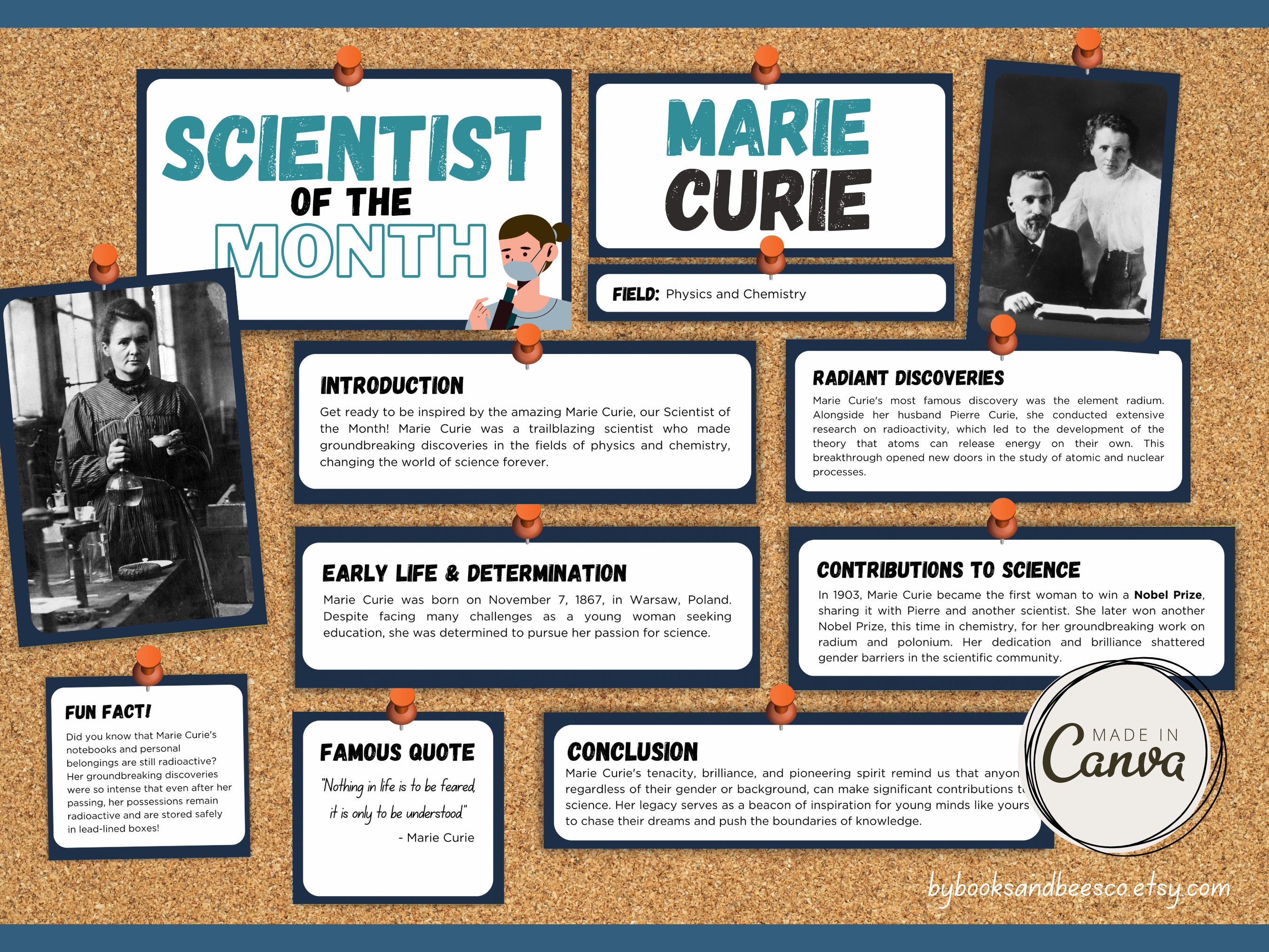 Scientist of the Month Poster Set, Marie Curie Poster, Printable ...